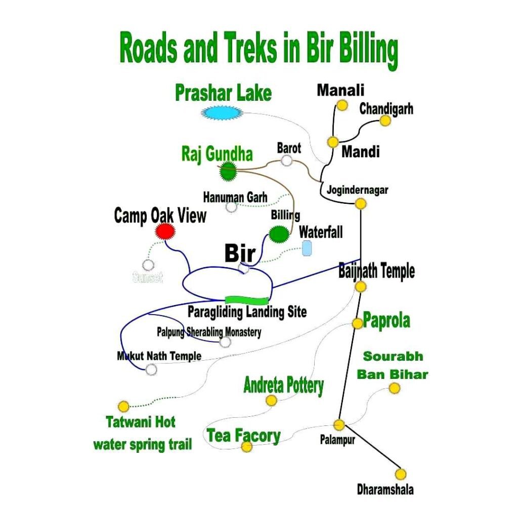 Best Route to Reach Bir Billing and treks around